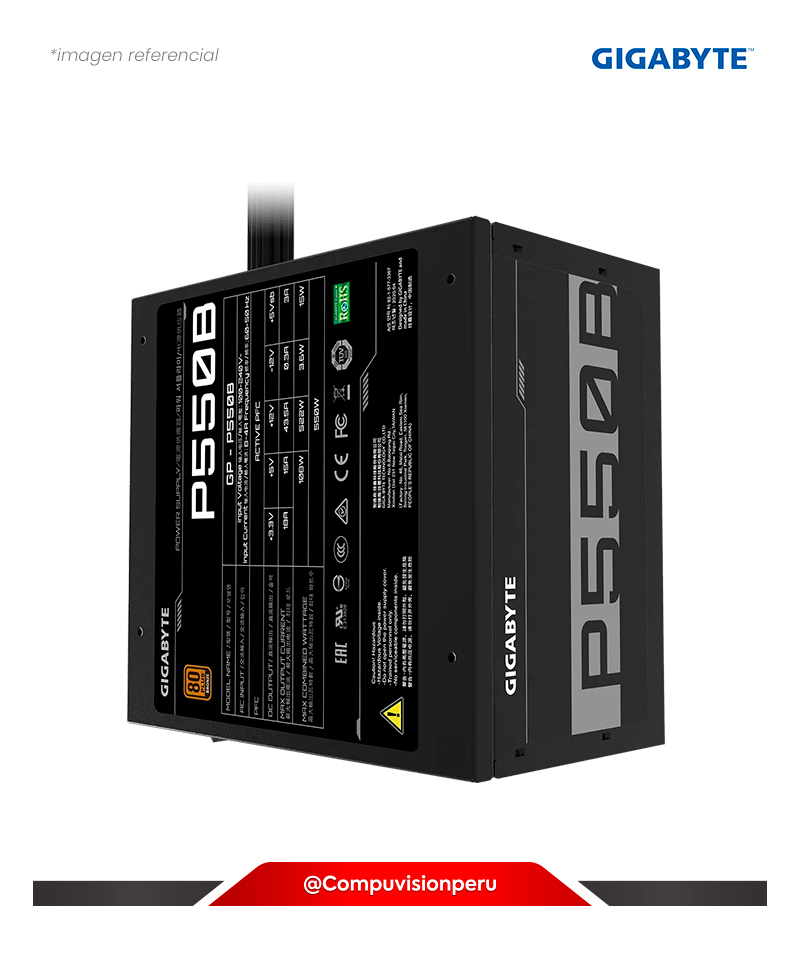 FUENTE 550W GIGABYTE GP-P550B 80+BRONZE ATX, FUENTE