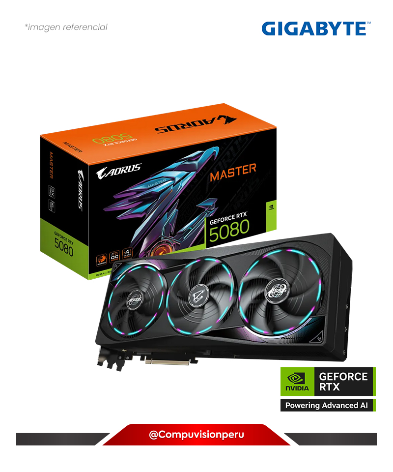VIDEO GIGABYTE AORUS GEFORCE RTX 5080 MASTER 16G 16GB GDDR7 CUDA 10752 ...